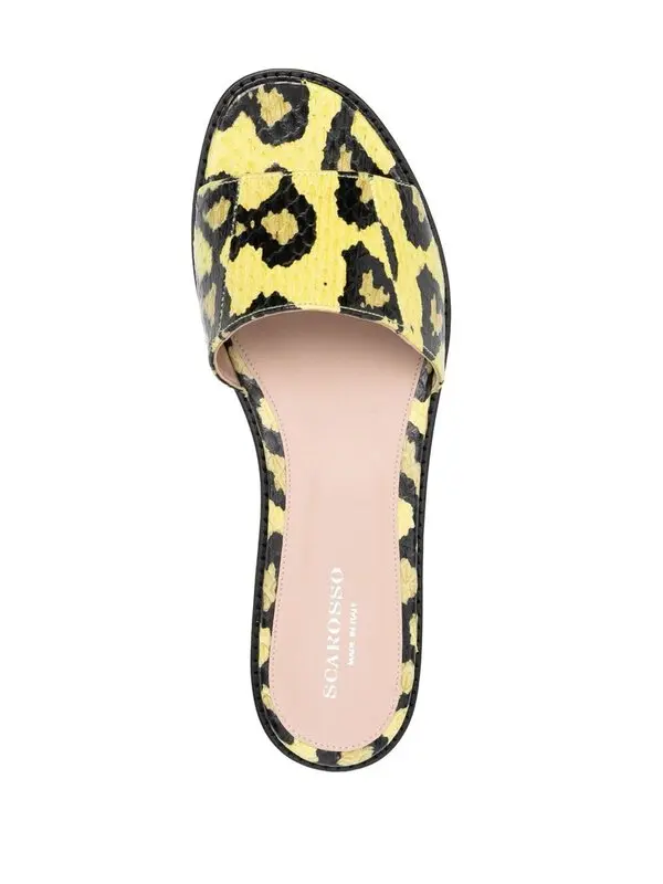 SCAROSSO Graphic-print Leather Slides