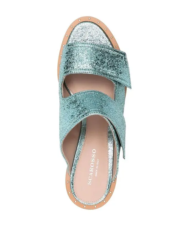 SCAROSSO Kristy Metallic 60mm Leather Sandals