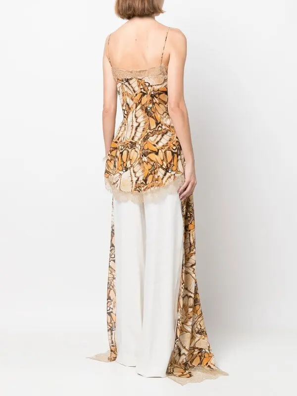 Alberta Ferretti Butterfly Print Asymmetric Hem Camisole
