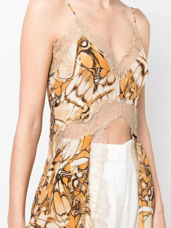 Alberta Ferretti Butterfly Print Asymmetric Hem Camisole