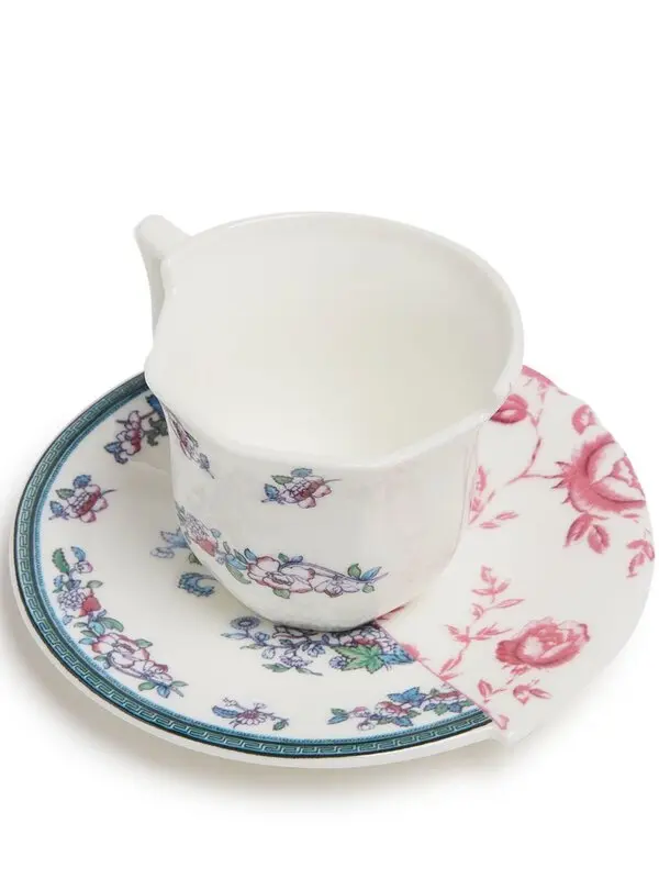 SELETTI Hybrid Leonia Coffee Cup With Saucer - White