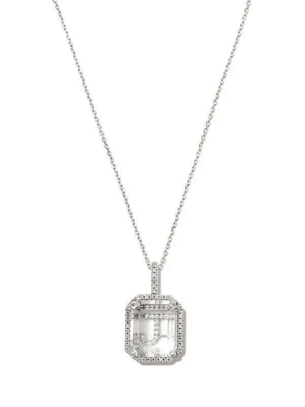 Mateo 14kt White Gold Initial Quartz Necklace