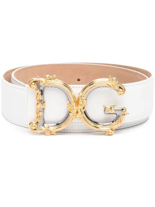 Dolce & Gabbana Baroque Dg Logo Belt - White