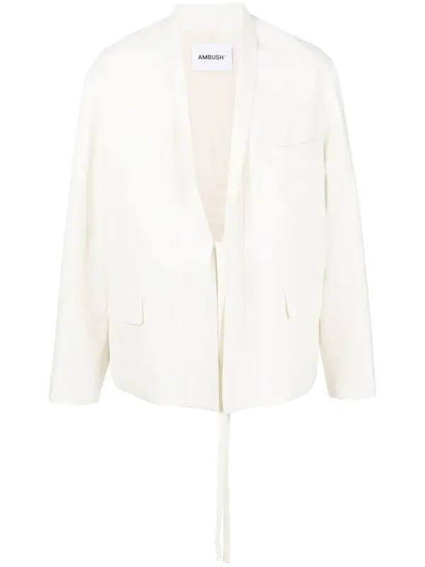 AMBUSH Tie-front Virgin Wool Blend Jacket - White