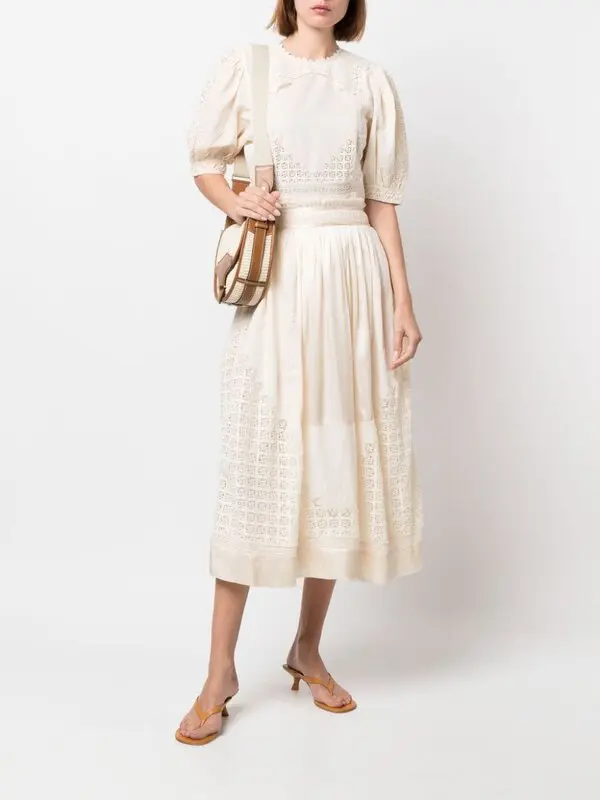 Ulla Johnson Cadena Lace-insert Midi Skirt