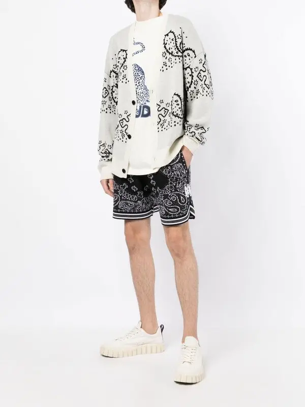 Rhude Bandana Stripe-knit Cardigan - White