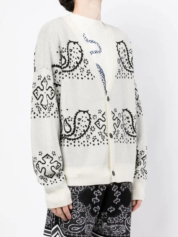 Rhude Bandana Stripe-knit Cardigan - White