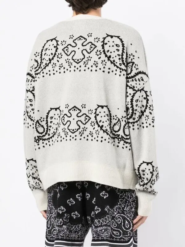 Rhude Bandana Stripe-knit Cardigan - White