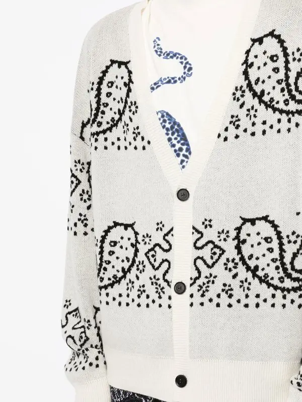 Rhude Bandana Stripe-knit Cardigan - White