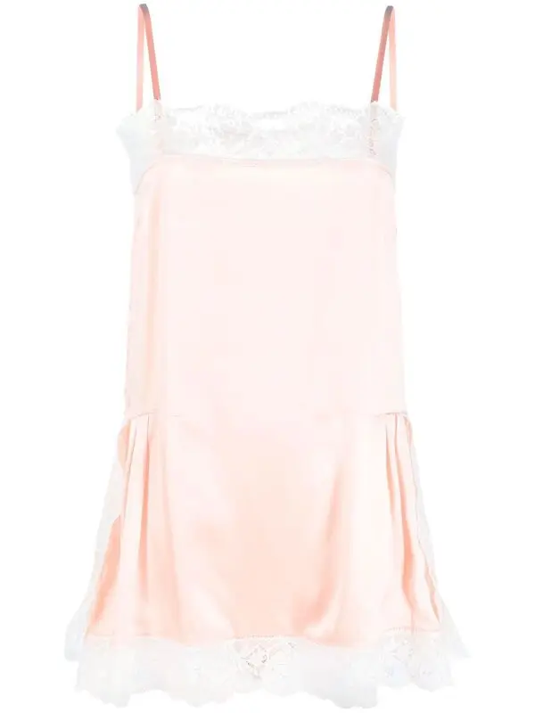 MAISON MARGIELA Lace-trim Silk Slip Dress - Pink