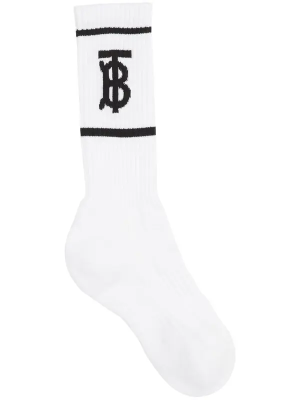 Burberry Monogram Intarsia Socks - White