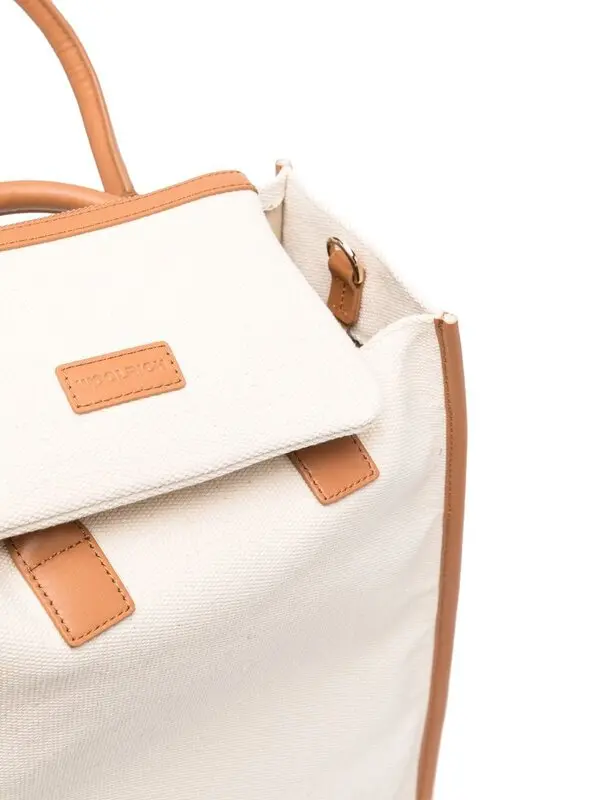 Woolrich Canvas Tote Bag With Leather Trim