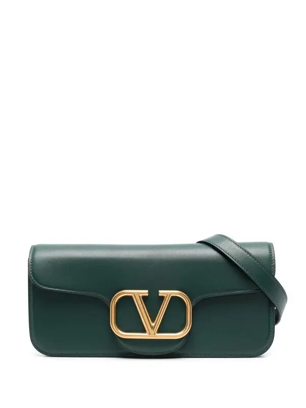 Valentino Garavani Logo-plaque Leather Shoulder Bag - Green