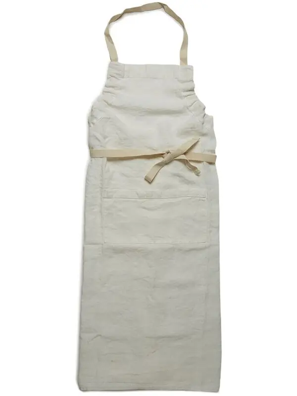 ONCE MILANO Long Linen Apron - White