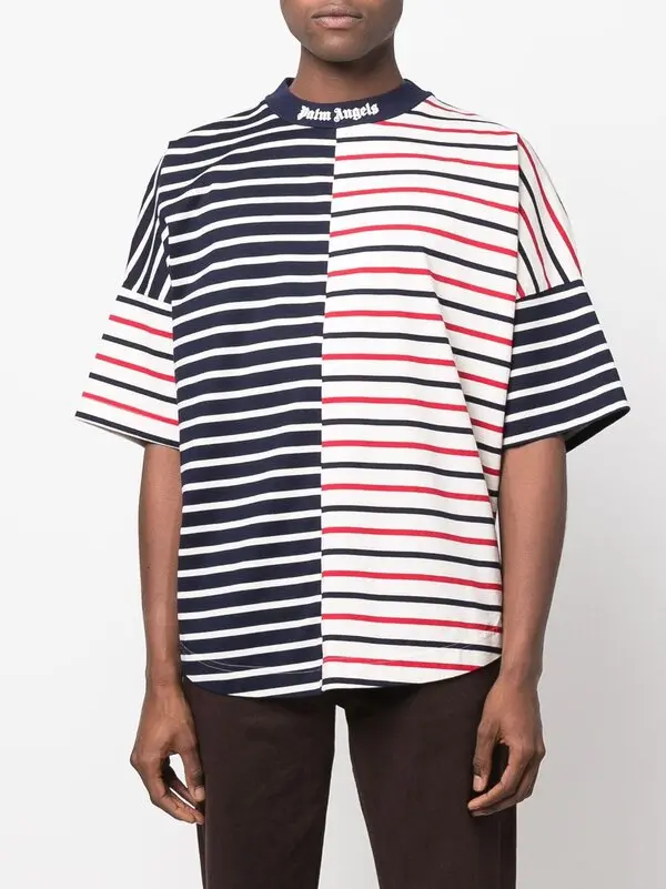 Palm Angels Striped Logo-print T-shirt