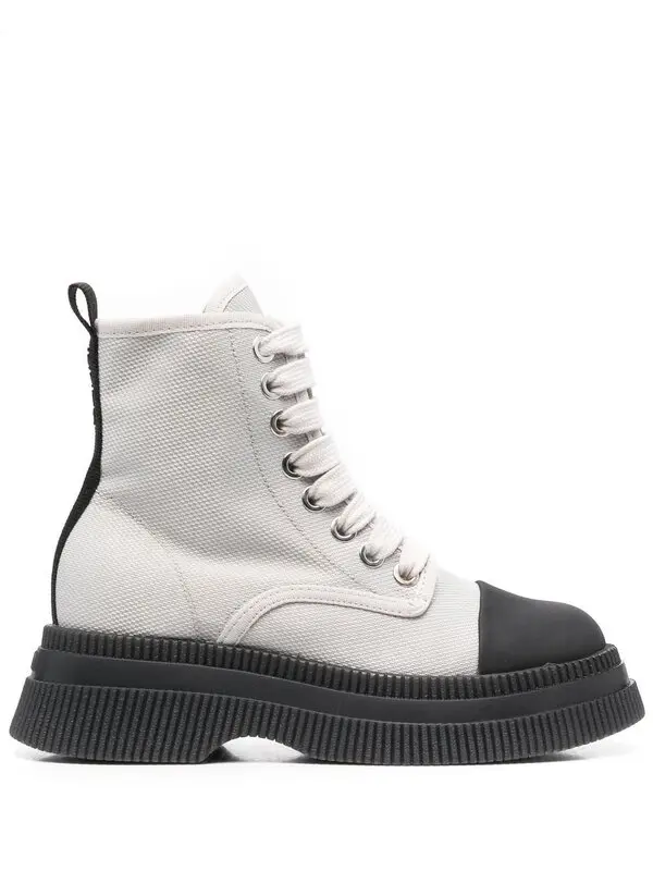 GANNI Creepers Lace-up Ankle Boots - Grey