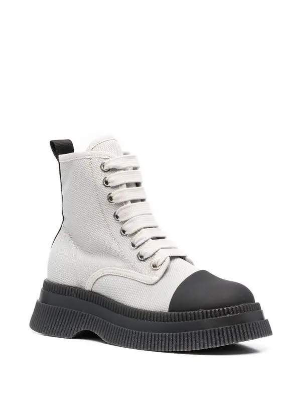 GANNI Creepers Lace-up Ankle Boots - Grey