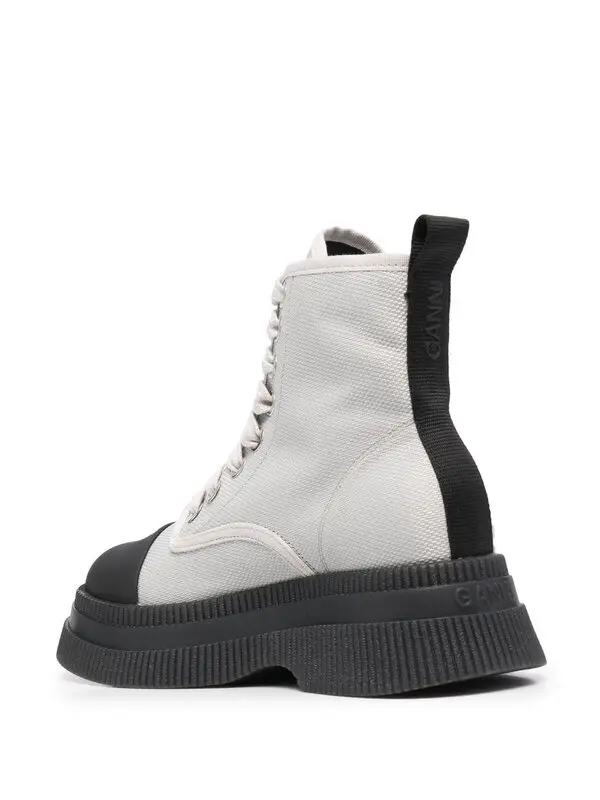 GANNI Creepers Lace-up Ankle Boots - Grey