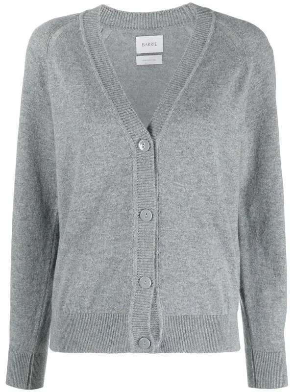 BARRIE V-neck Cashmere Cardigan - Grey