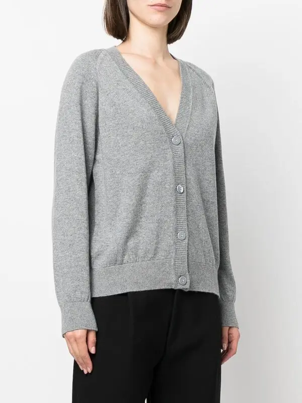 BARRIE V-neck Cashmere Cardigan - Grey