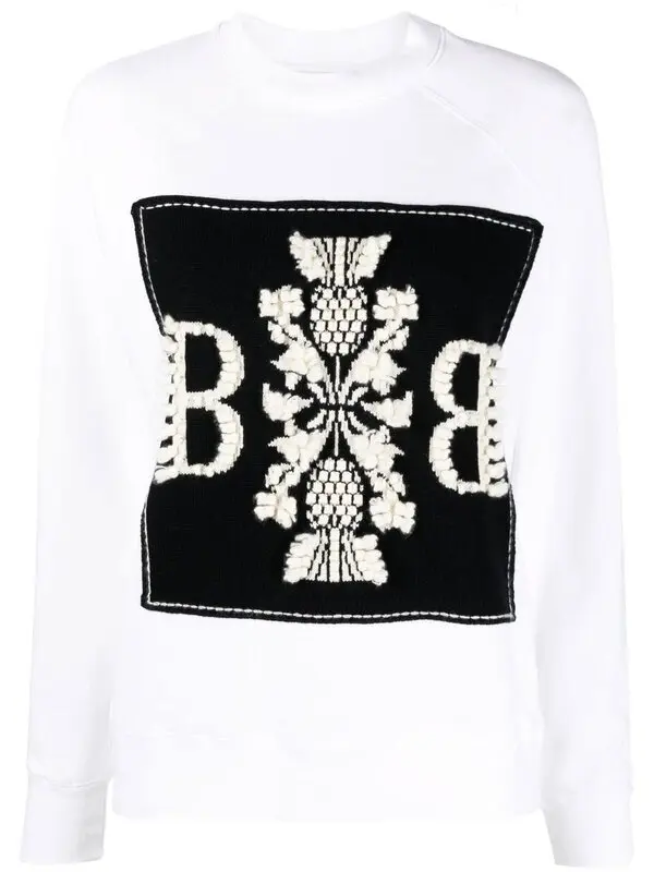 BARRIE Embroidered Panelled Sweatshirt - White