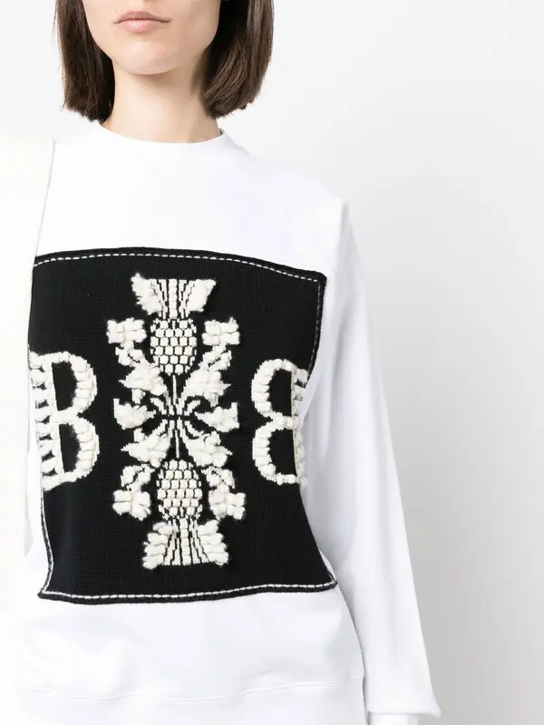 BARRIE Embroidered Panelled Sweatshirt - White