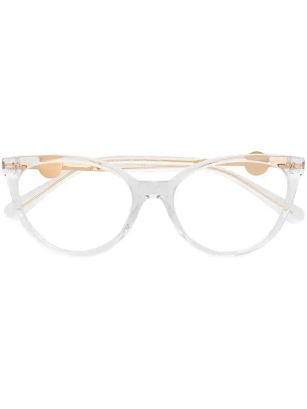 Versace Logo Embellished Oversized Eyeglasses - Neutrals