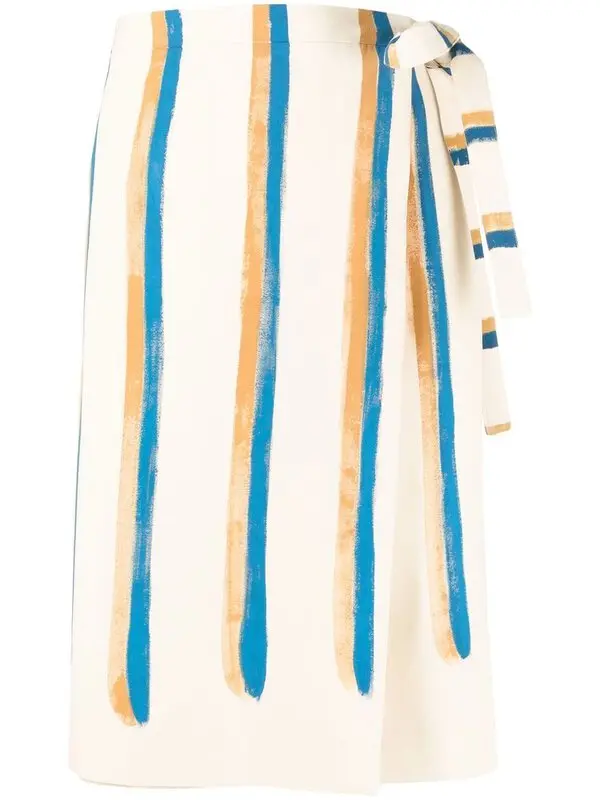Marni Striped Wrap Midi Skirt