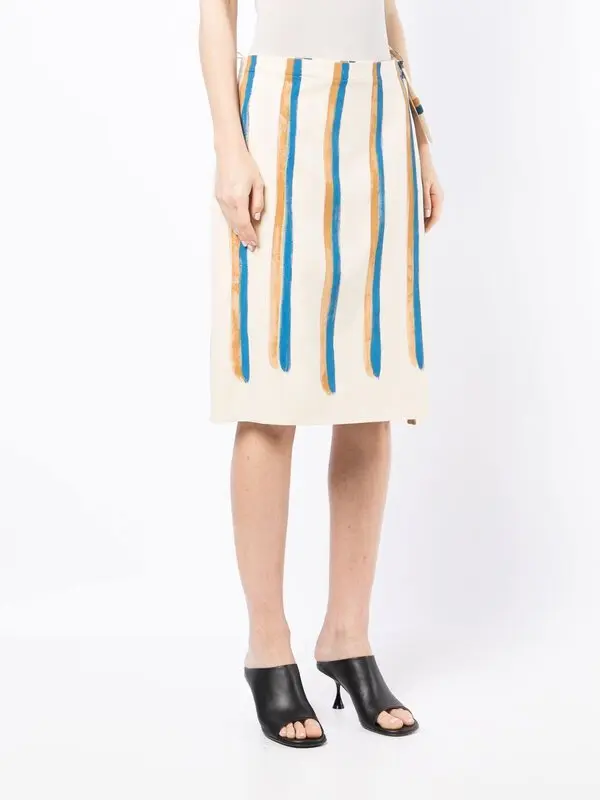 Marni Striped Wrap Midi Skirt