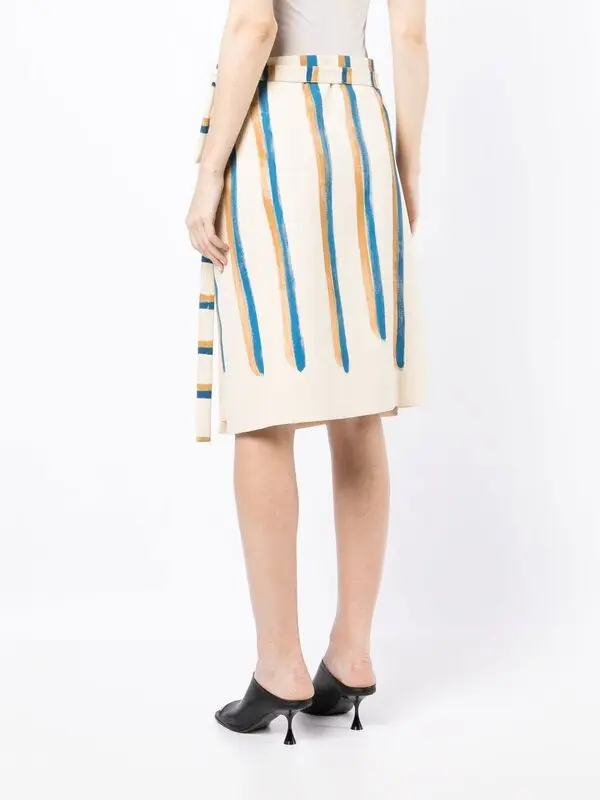 Marni Striped Wrap Midi Skirt