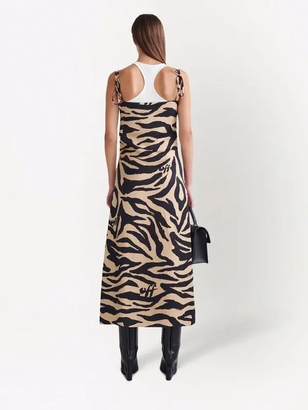 Off-White Zebra Print Midi Dress