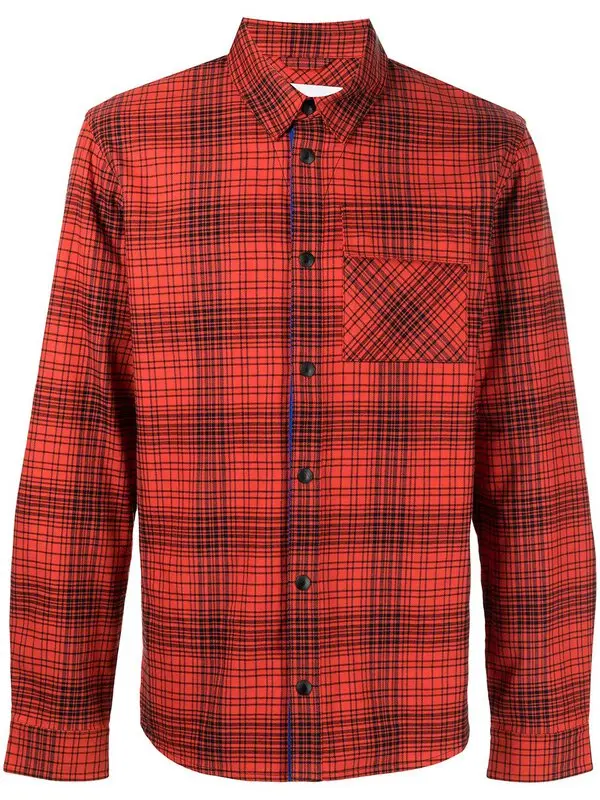 Aztech Mountain Check-print Long-sleeved Shirt - Orange