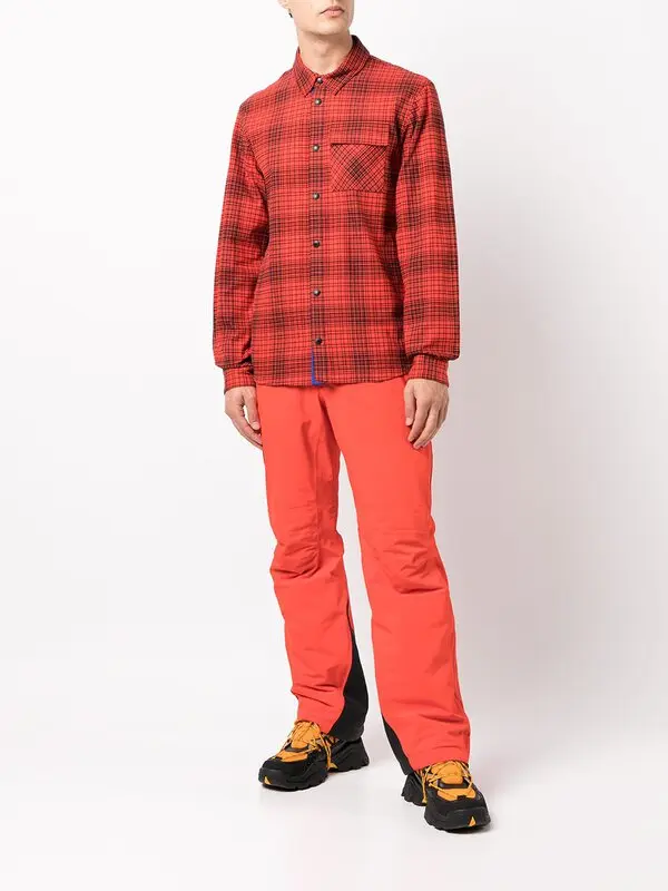 Aztech Mountain Check-print Long-sleeved Shirt - Orange