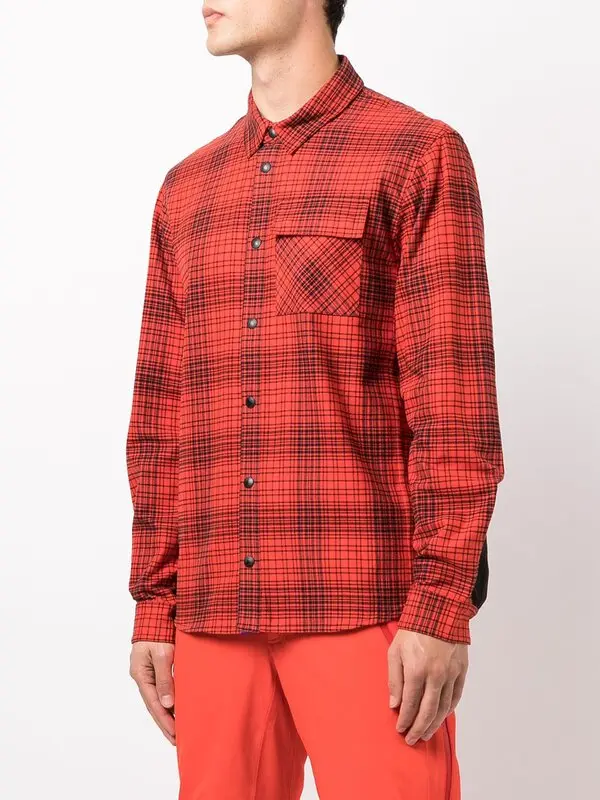 Aztech Mountain Check-print Long-sleeved Shirt - Orange