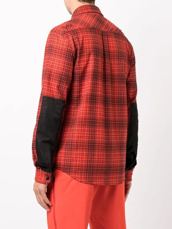 Aztech Mountain Check-print Long-sleeved Shirt - Orange