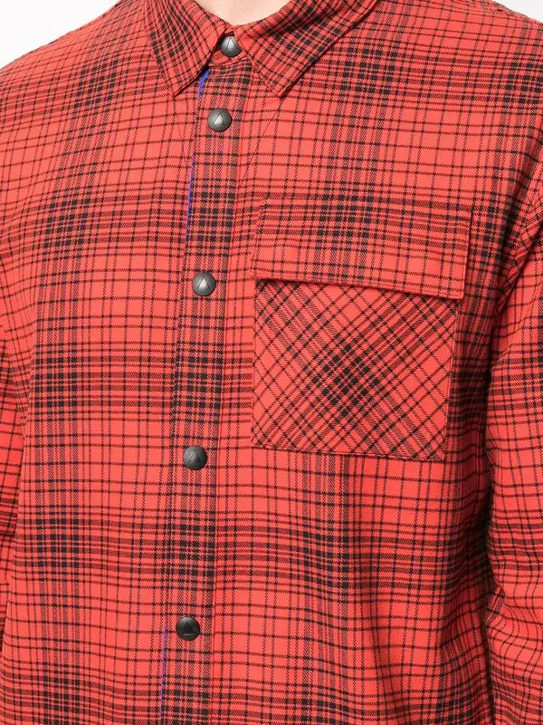 Aztech Mountain Check-print Long-sleeved Shirt - Orange