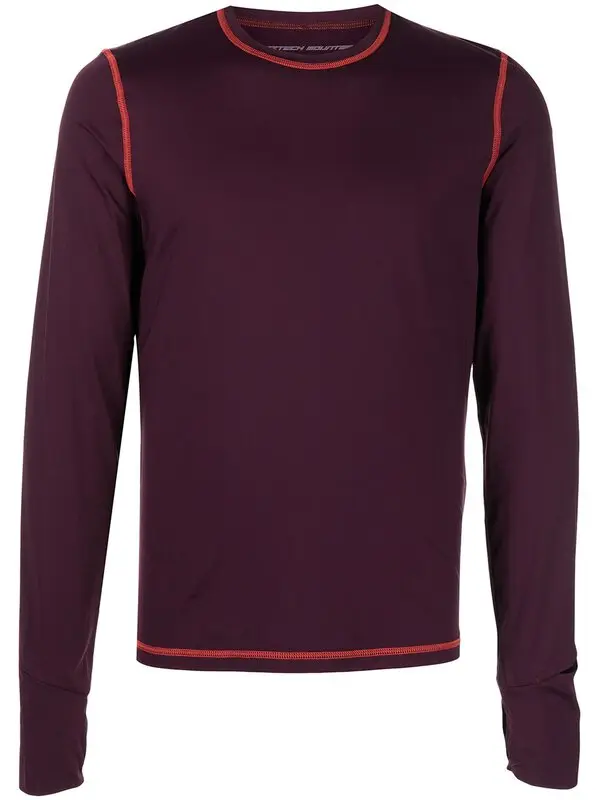 Aztech Mountain Crewneck Long Sleeve Sweatshirt With Contrast Stitching - Purple