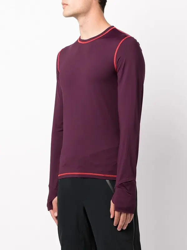 Aztech Mountain Crewneck Long Sleeve Sweatshirt With Contrast Stitching - Purple