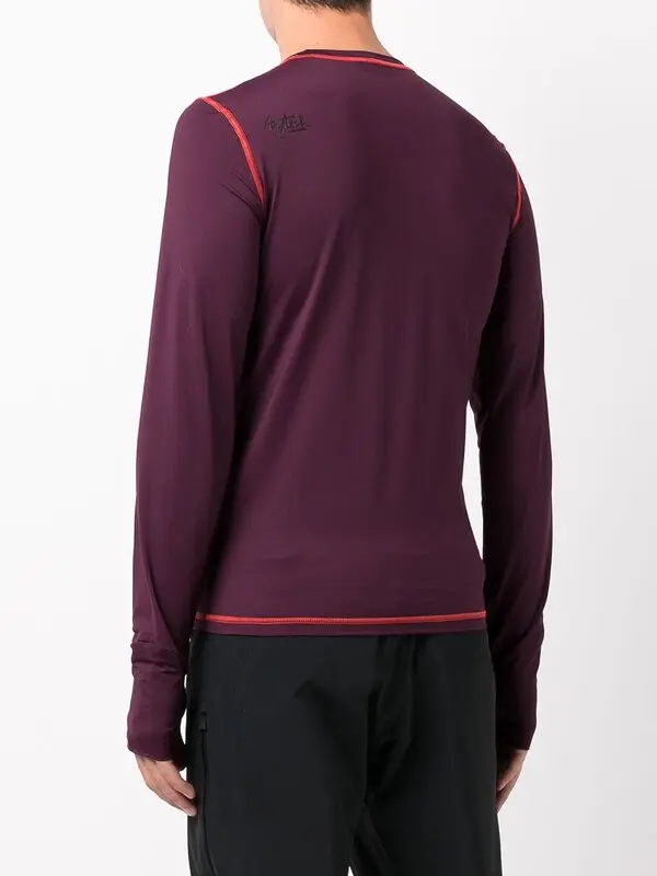 Aztech Mountain Crewneck Long Sleeve Sweatshirt With Contrast Stitching - Purple