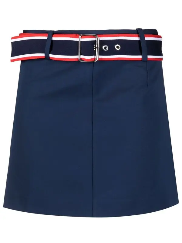 Pinko A-line Mini Skirt With Belt - Blue