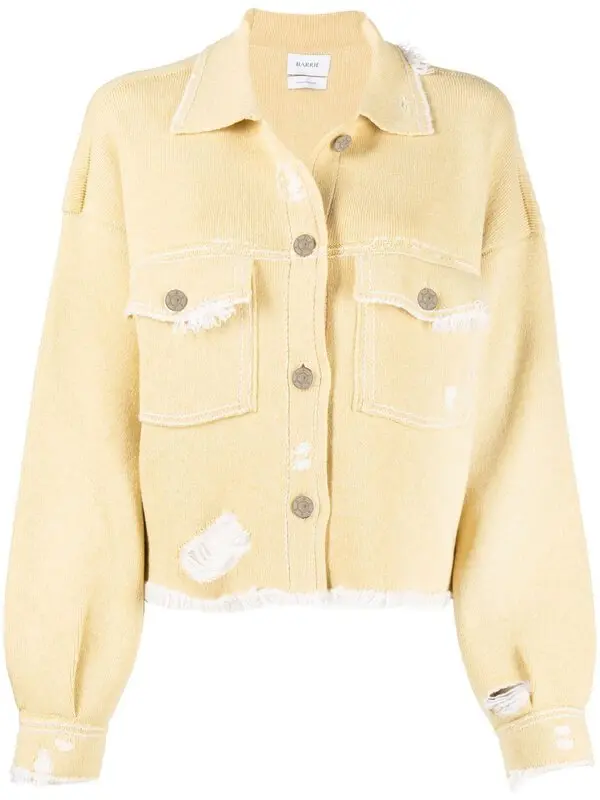 BARRIE Fringed Denim Jacket - Yellow