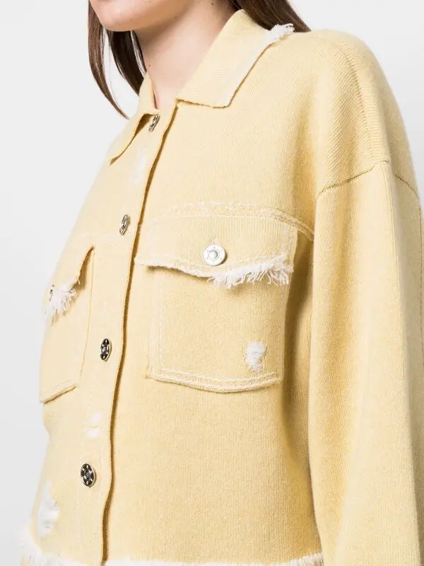 BARRIE Fringed Denim Jacket - Yellow