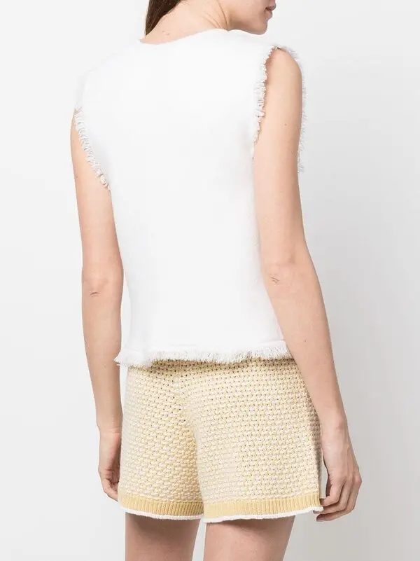 BARRIE Fringe-trim Knitted Top - Neutrals