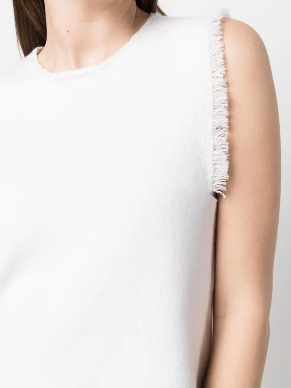 BARRIE Fringe-trim Knitted Top - Neutrals