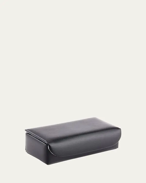 ROYCE NEW YORK Personalized Leather Cufflink Case - Black