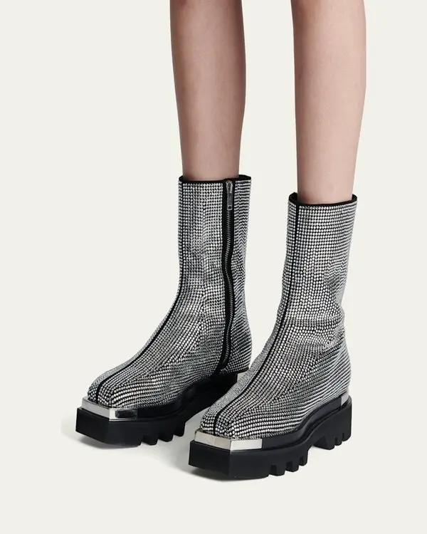 PETER DO Crystal Studded Zip Combat Boots