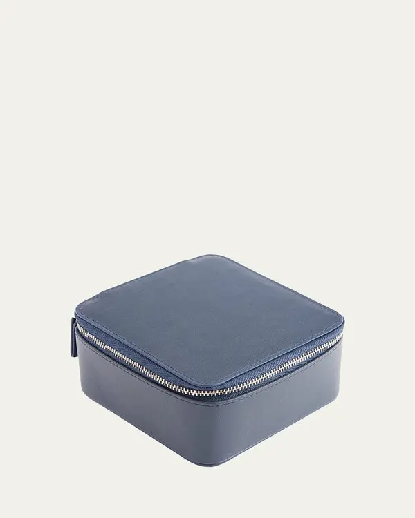 ROYCE NEW YORK Zippered Travel Jewelry Organizer Case, Personalized - Navy Blue