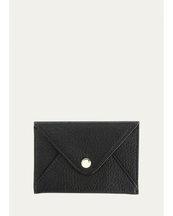 ROYCE NEW YORK Monogrammed Leather Envelope Style Card Holder, Personalized - Black