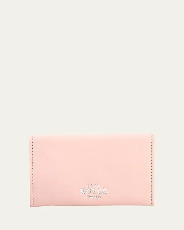 ROYCE NEW YORK Monogrammed Leather Envelope Style Card Holder, Personalized - Blush Pink