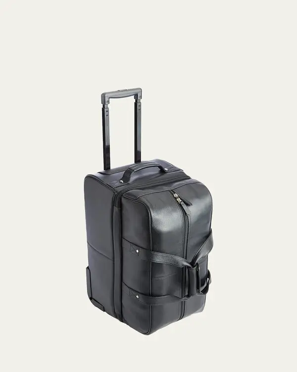 ROYCE NEW YORK Monogrammed Leather Executive Rolling Duffle Suitcase